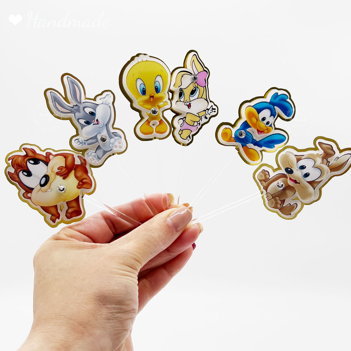 Hand Crafted Baby Looney Tunes cupcake toppers! Set of 12 - Madanela