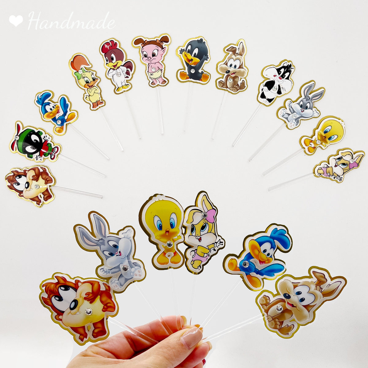 Hand Crafted Baby Looney Tunes cupcake toppers! Set of 12 - Madanela