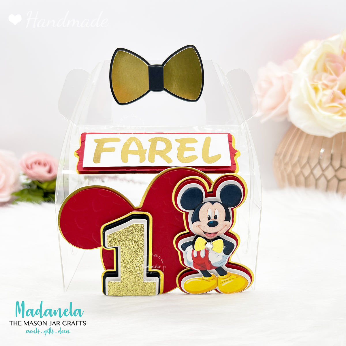 Mickey Mouse Favor Box, Clear Gable Box, Candy Box - Madanela