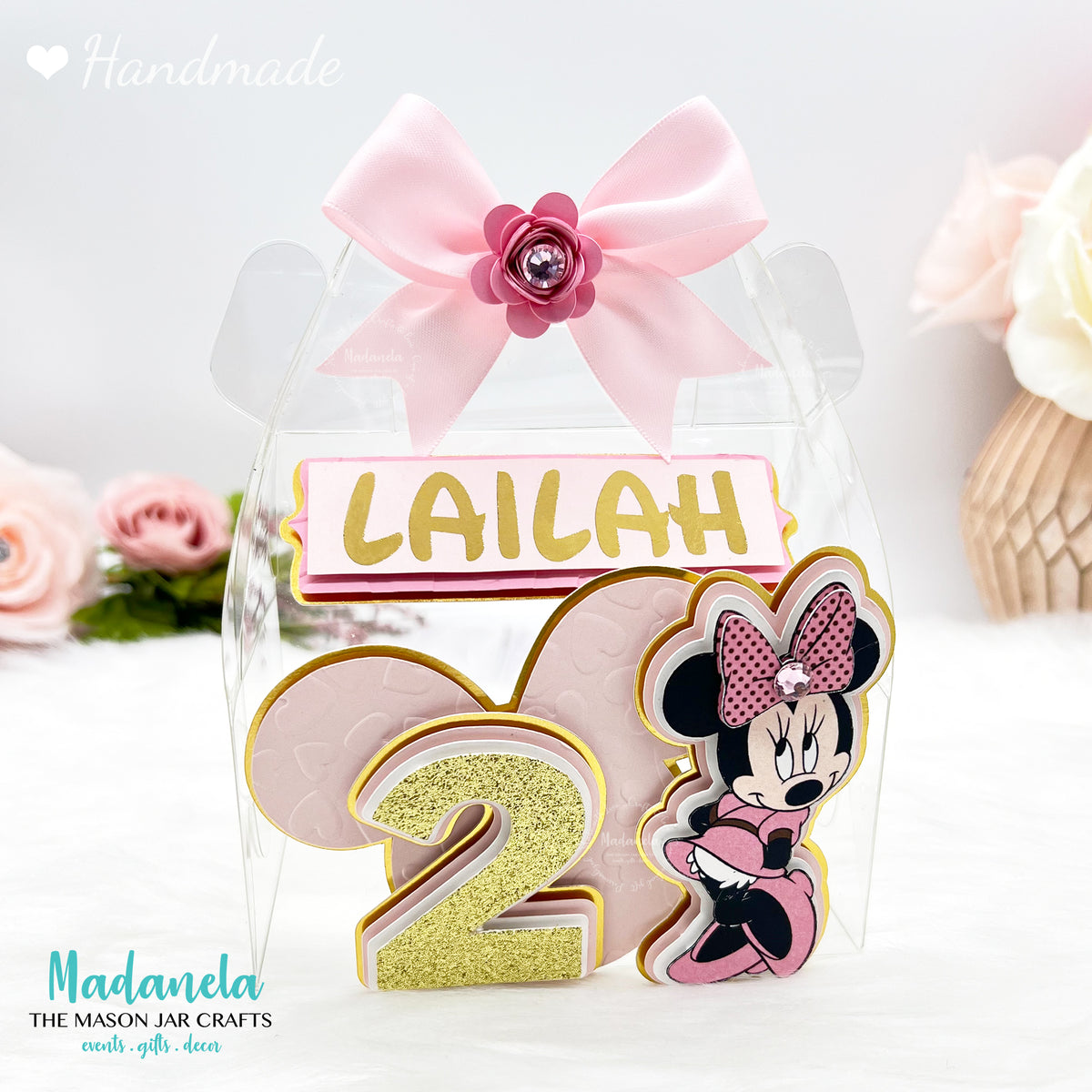 Minnie Mouse Favor Box, Clear Gable Box, Minnie Goody Box - Madanela